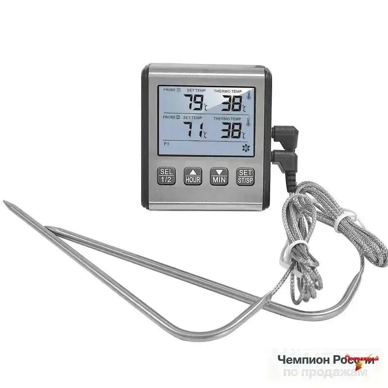 Кулинарный термометр ThermoPro TP-17 с 2 щупами, цифровой, для духовки, 16.5 см, до 300°С — фото 1