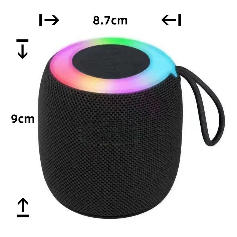 Беспроводная колонка Bluetooth с глубоким басом, компактная мини-колонка с RGB-подсветкой для улицы и стола, черная