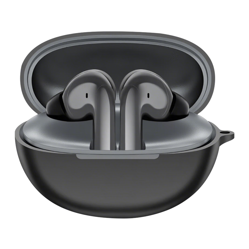 Силиконовый чехол для Honor Earbuds 3i с защитой от царапин, ударопрочный, простой дизайн, черный с карабином