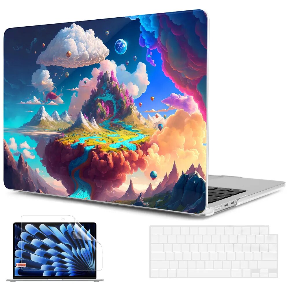 Совместим с MacBook Air 15-дюймовый чехол, пластиковый жесткий чехол 2024 M3 A3114 2023 A2941 M2 с чехлом для клавиатуры и защитной пленкой для экрана.2025113