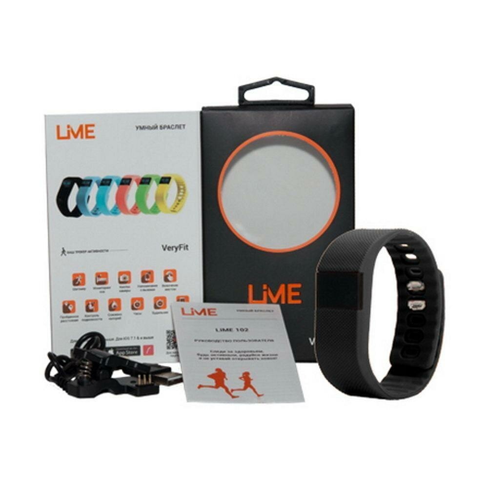 Фитнес-браслет Lime 102 black Шагомер, Подсчет калорий, Часы, Будильник, Черный ремешок