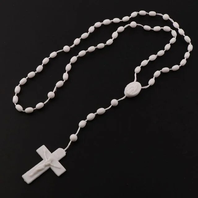 Пластиковые четки с крестом и ожерельем Иисуса Белый, New Real White