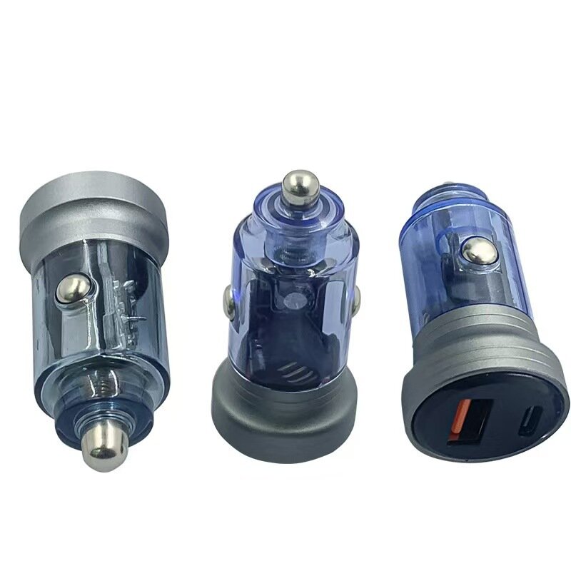 Мини-автозарядное устройство с двумя USB-портами, поддержка QC3.0 и PD30W, быстрая зарядка, алюминиевый корпус, 5А