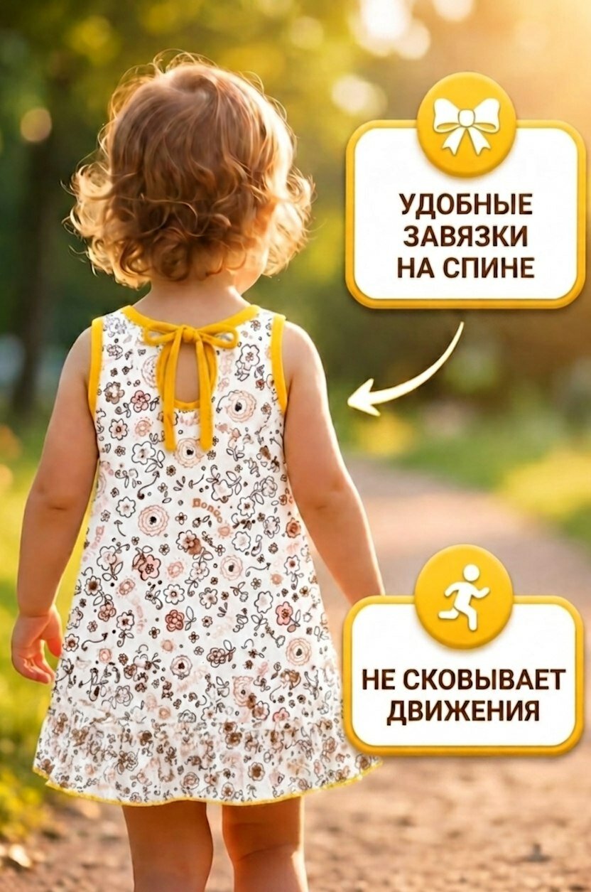 Платье МалиКоль Весна-лето 2026, размер 86, желтый — фото 1