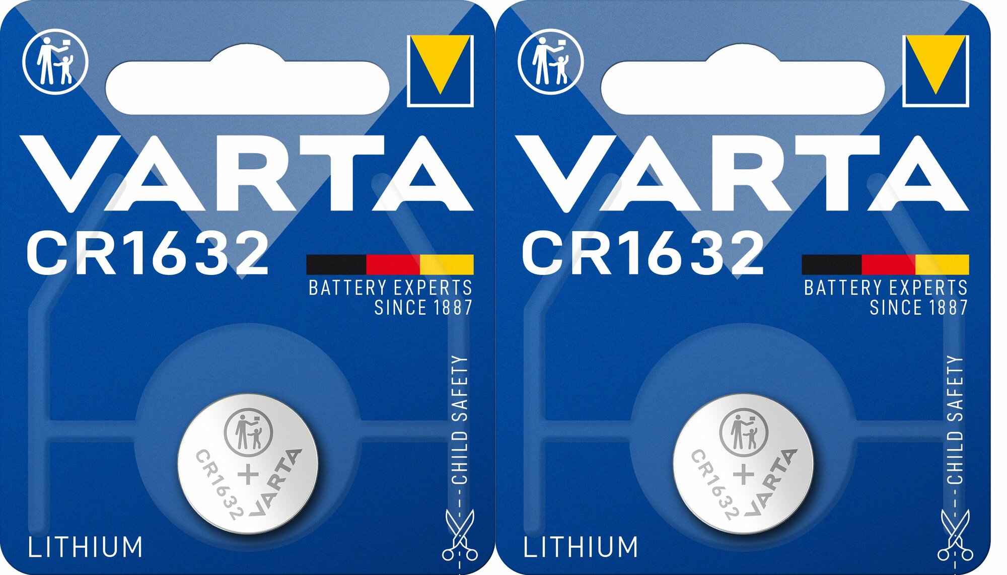 Varta Батарейка CR1632, Li (литиевый) тип, 140 мА•ч, 3 В, 2 шт