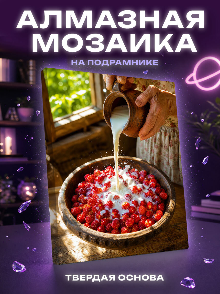 Алмазная мозаика Бабушкина клубника с молоком