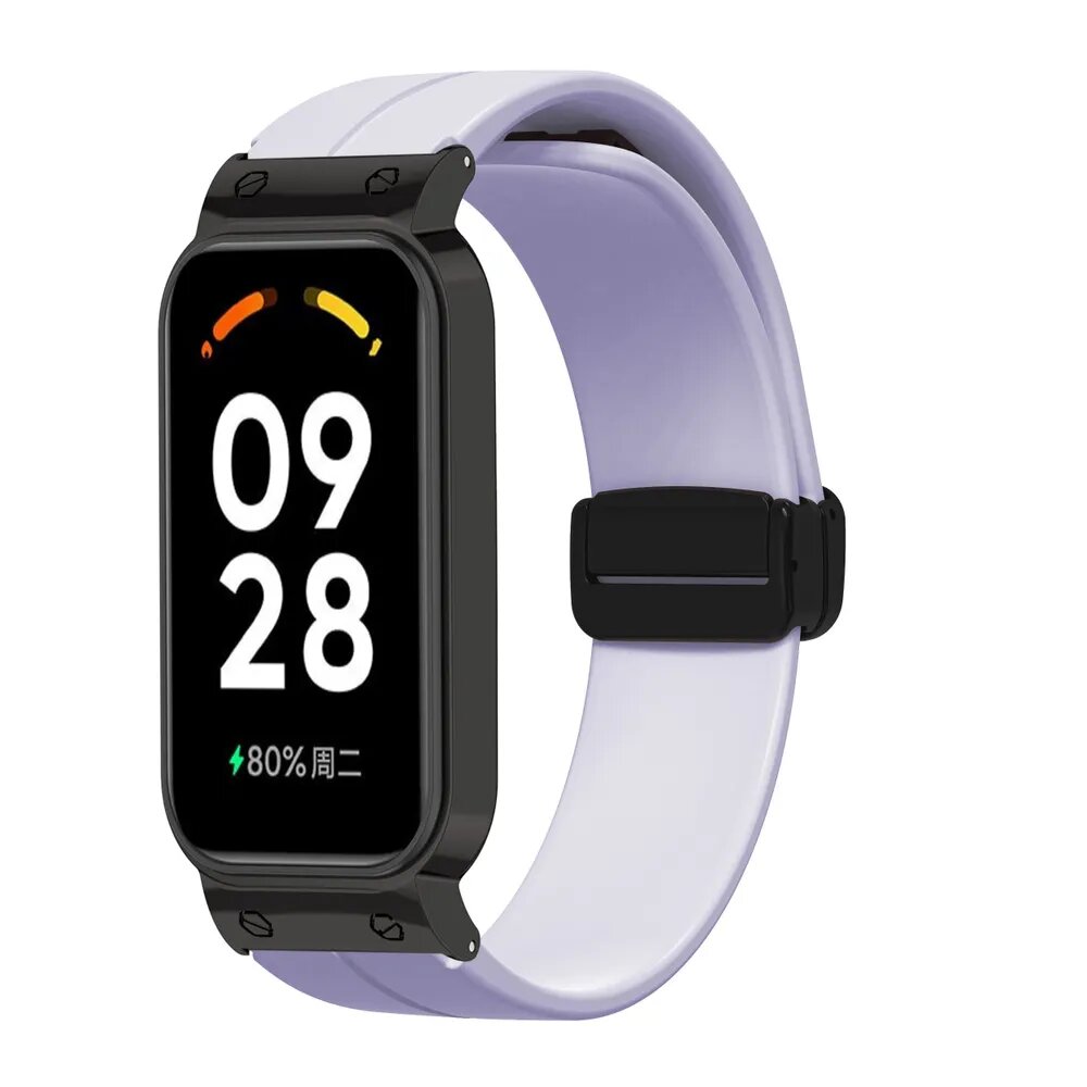 Магнитный силиконовый ремешок для Xiaomi Smart Band 8 Active/ Redmi Smartband 2