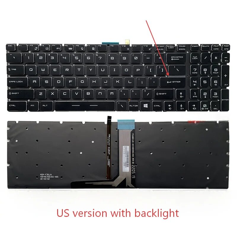 Клавиатура для MSI GP72 GL72 GL72M GF72 GV72, черная