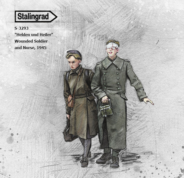 3293 Stalingrad Раненый немецкий солдат и медсестра, 1945 1/35
