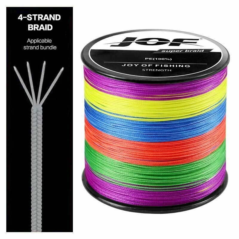 JOF 4 нити плетеная леска для карпа 300м 300M-X4-3.0-35LB, Мульти, Multicolor