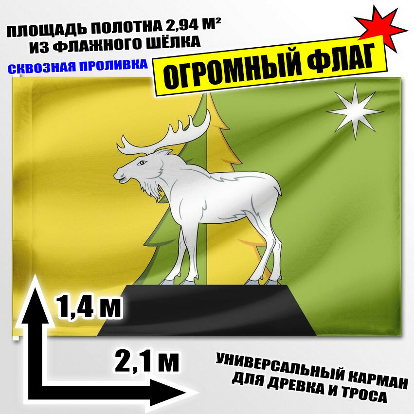 Флаг огромный города Железногорск-Илимский 210x140 см