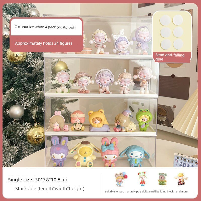 Мощный прозрачный акриловый стенд для фигур POP MART - белая основа, 4 шт