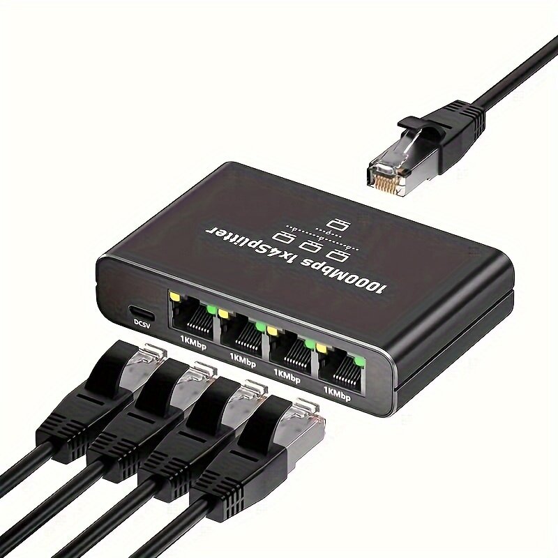 Гигабитный PoE Ethernet разветвитель 1 на 4 (один-четыре) с USB питанием, 1000 Мбит/с, поддержка до 4 устройств, для кабелей Cat5/5e/6/7/8, сетевой адаптер-конвертер
