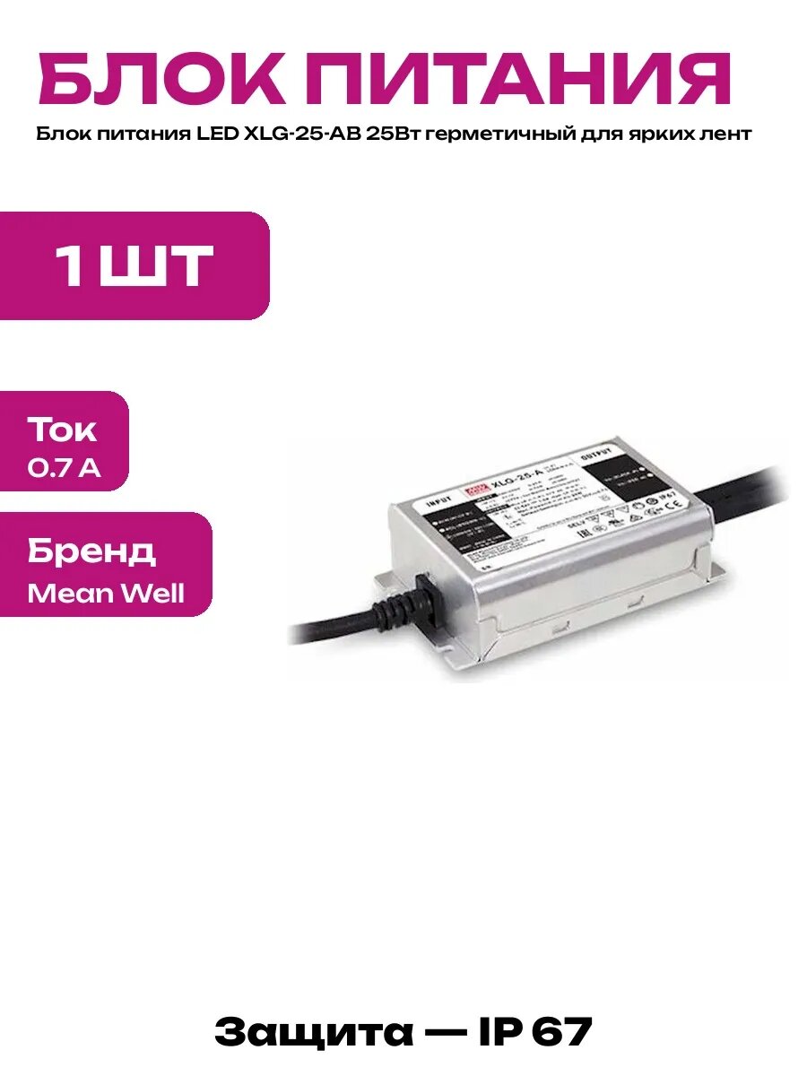 Герметичный драйвер XLG-25-AB 25 Вт для светодиодных панелей