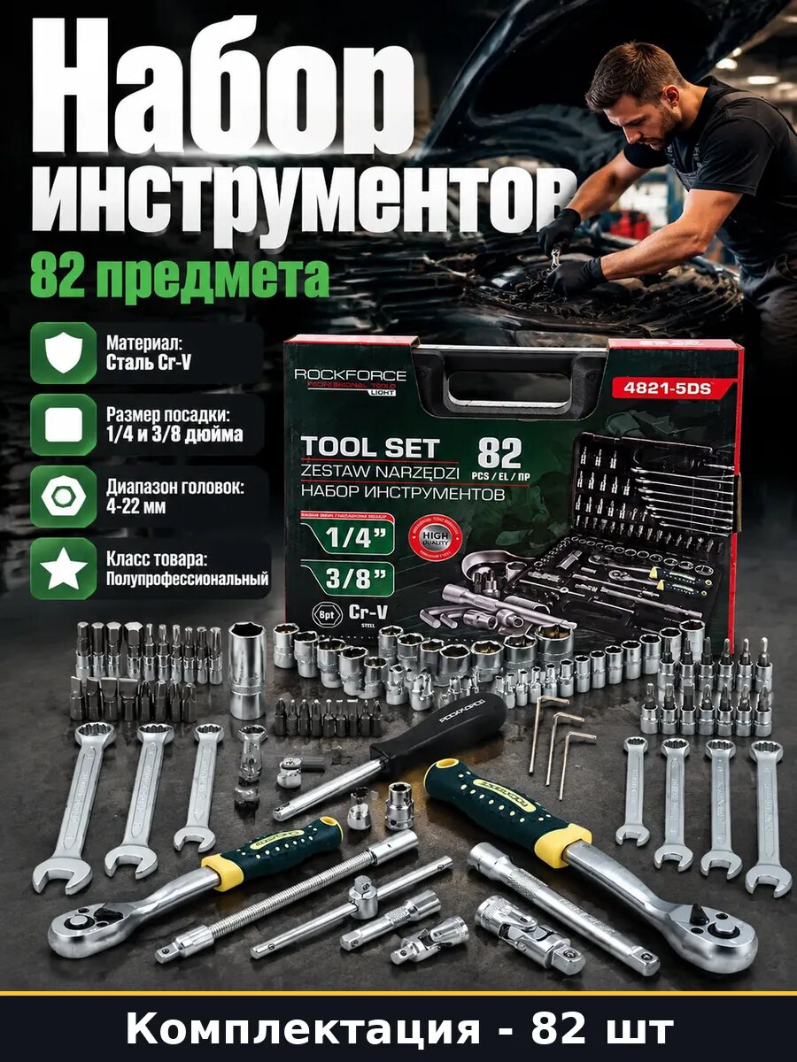 Набор инструментов для автомобиля 82 предмета в кейсе