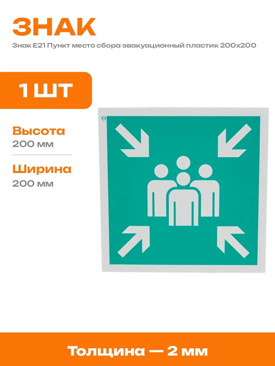 Указатель Пункт место сбора Е21 пластиковый 200х200 мм ПВХ