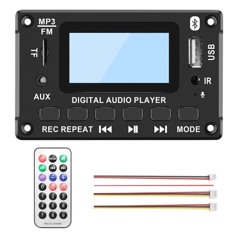 Автомобильный Bluetooth MP3 декодер плата ЖК-дисплей аудио модуль динамик поддержка FM радио AUX USB декодер плеер