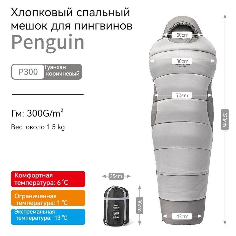 Naturehike Теплый и непромокаемый спальный мешок，Ветрозащитный воротник, можно стирать в машине NH21MSD03