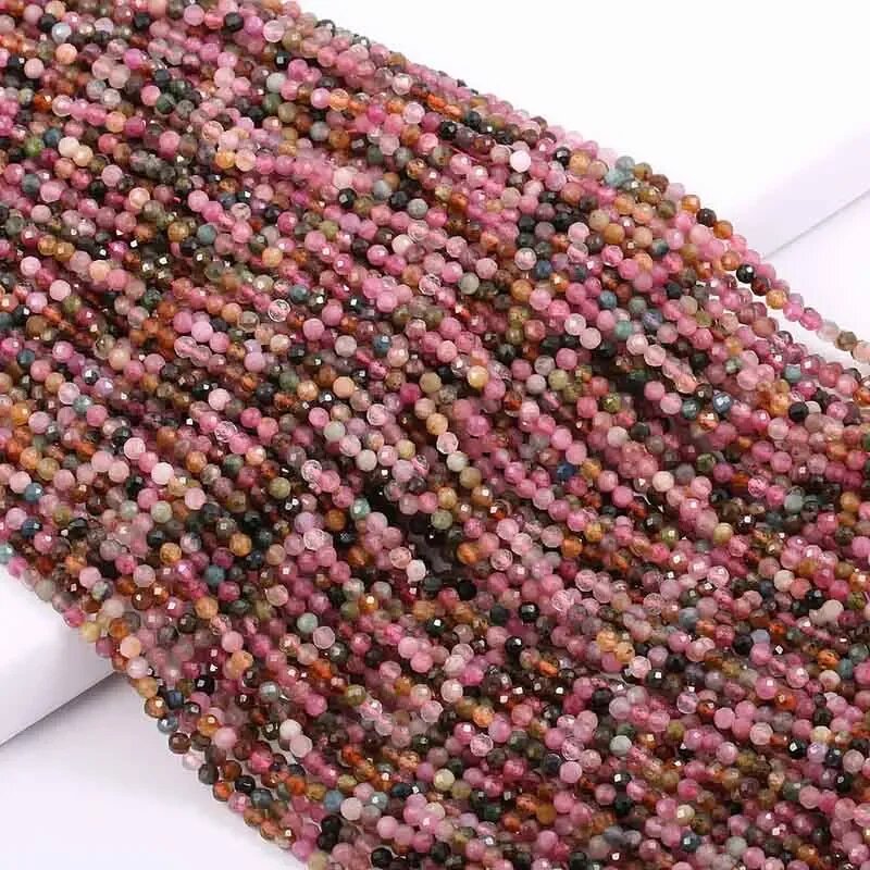 Бусины из турмалина, 38 см, 2-4 мм