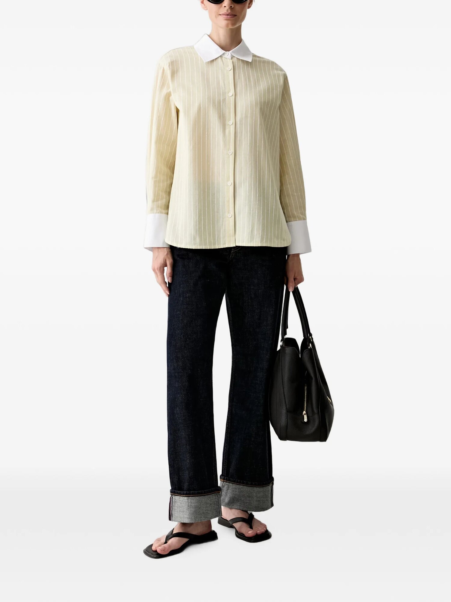 Рубашка Barbour Striped-pattern contrast-collar shirt, размер 14, светло-желтый — фото 1