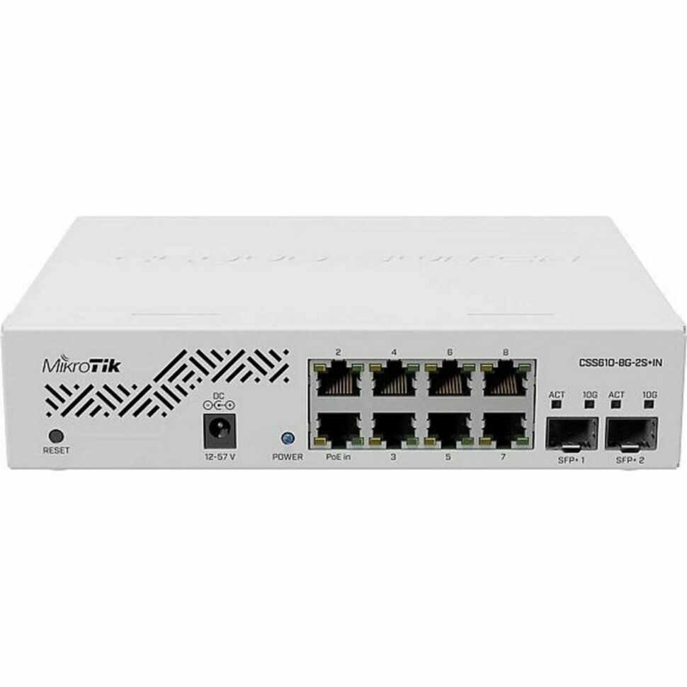 Коммутатор MikroTik CSS610-8G-2S+IN Cloud Smart Switch 8x1Gbit 2SFP+ наст, 2066980