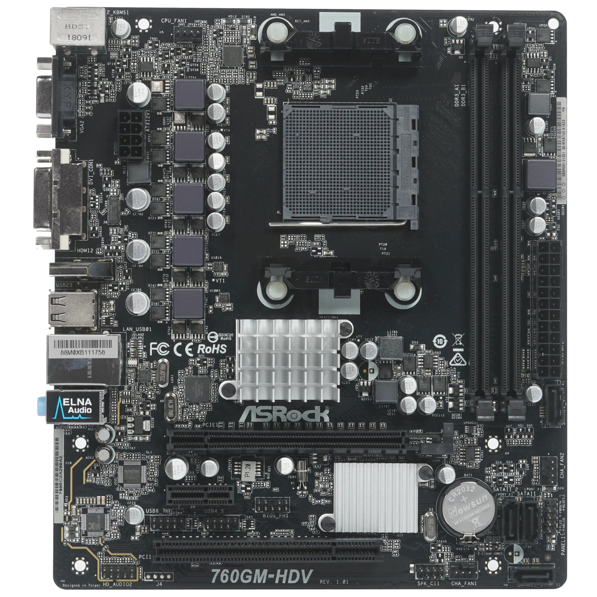 Материнская плата ASRock 760GM-HDV / Micro-ATX, AM3+
