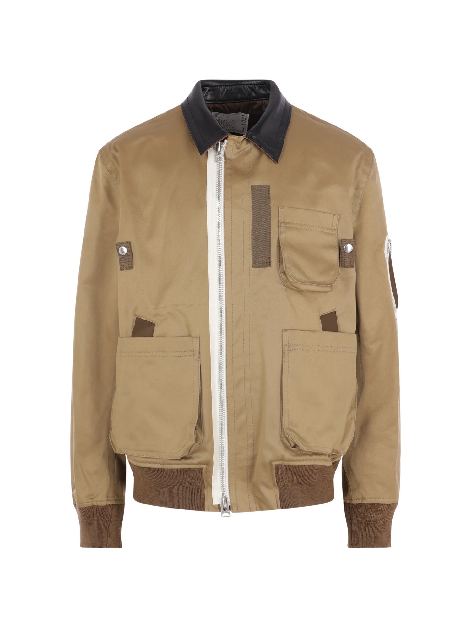Куртка Leather-collar zip-up jacket