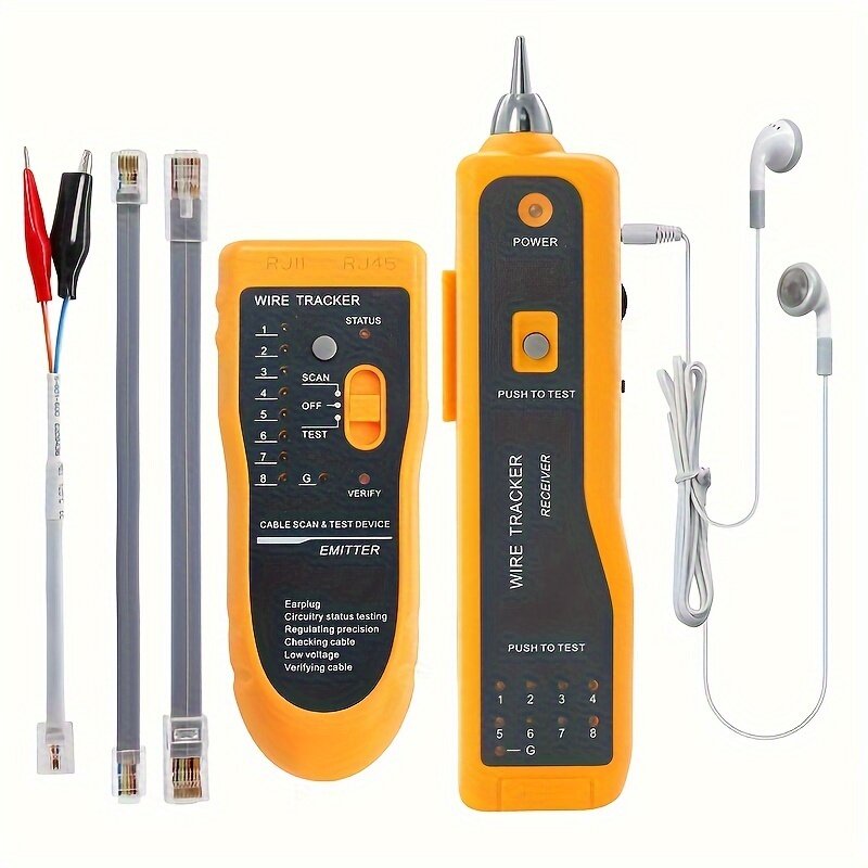 Тестер LAN-кабеля Cat5 Cat6 RJ45 UTP STP, искатель телефонных линий, желтый