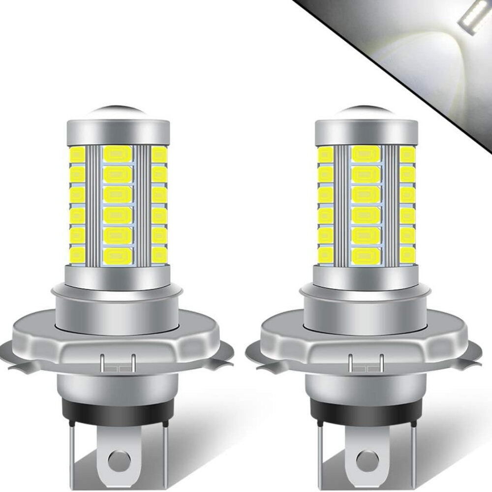 Светодиодные лампы H4 2шт 33SMD 6000K белые для противотуманных фар и дневных ходовых огней авто мотоцикла 12-24V