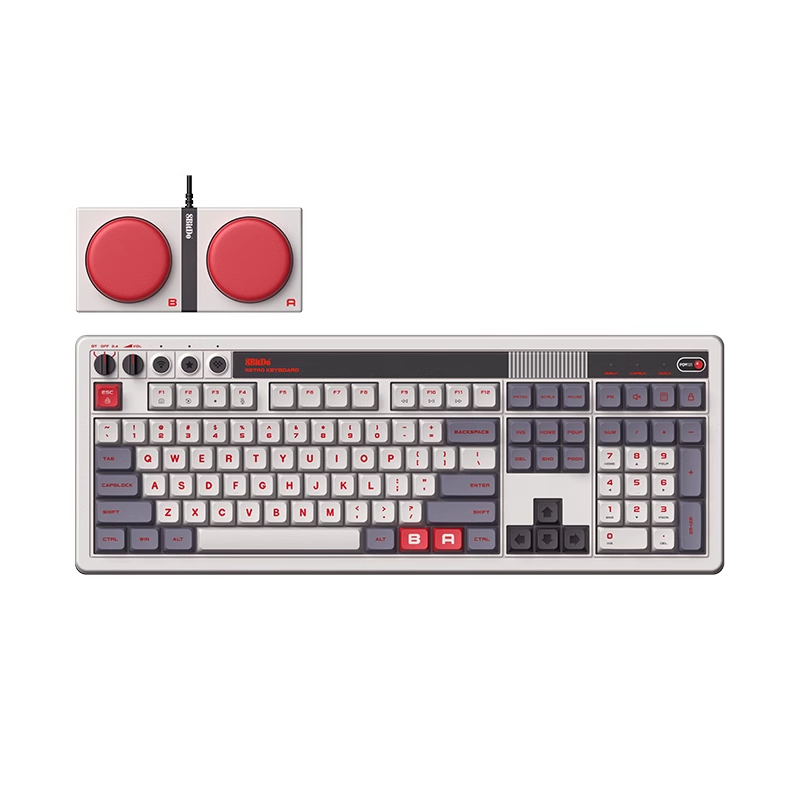 Retro 108 Механическая клавиатура беспроводная Bluetooth для игр и офиса ПК ноутбук под iOS Android серые клавиши