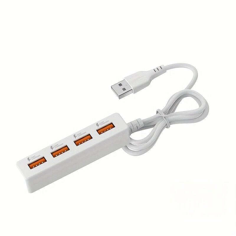 Док-станция 4-в-1, 4-портовый USB-хаб, удлинённый кабель 2 м, быстрая одновременная зарядка нескольких устройств, белый, для ПК/ноутбука/планшета/телефона