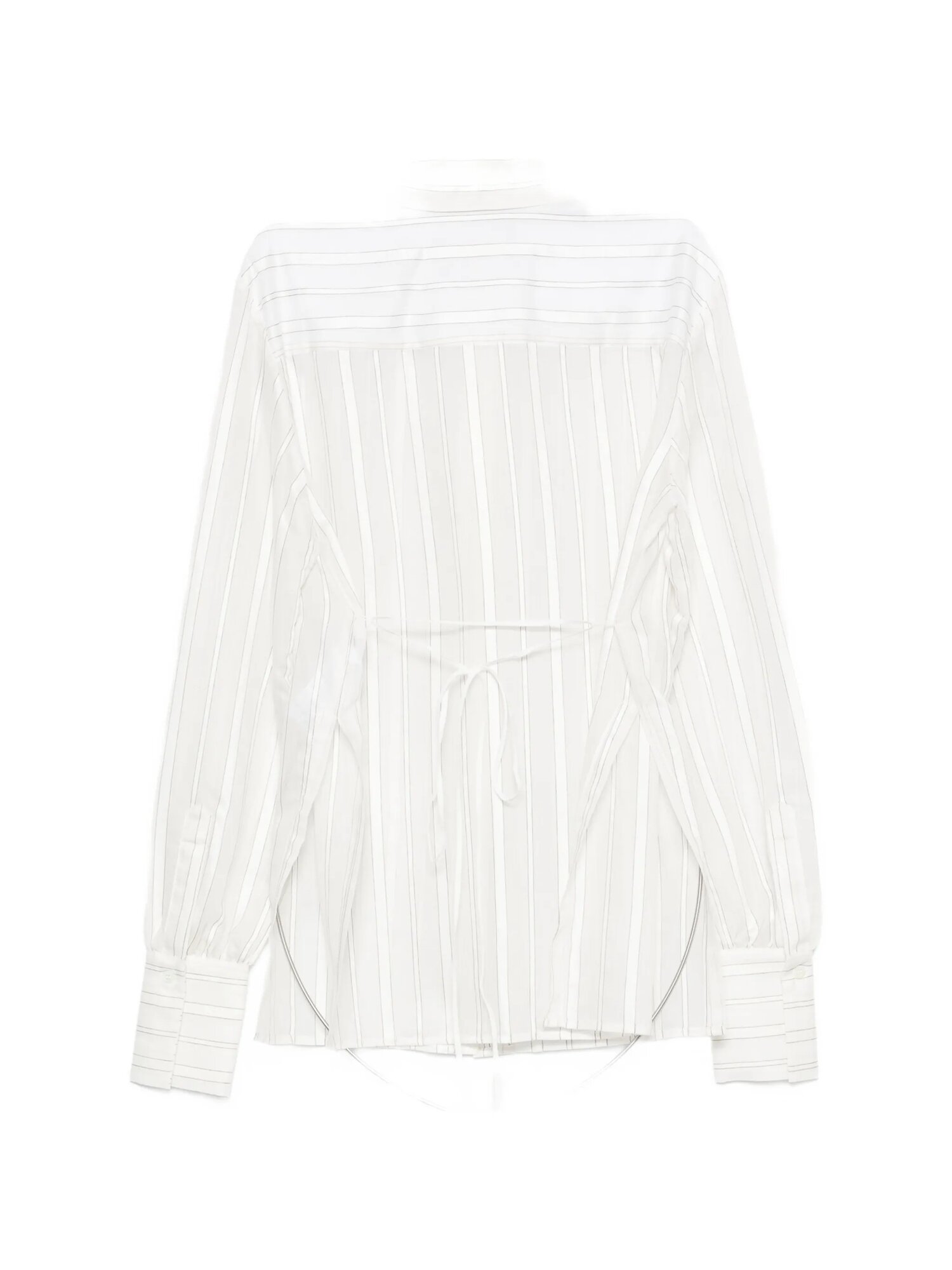 Рубашка SEMICOUTURE Striped tie-back shirt, размер 40, бежевый/белый — фото 1