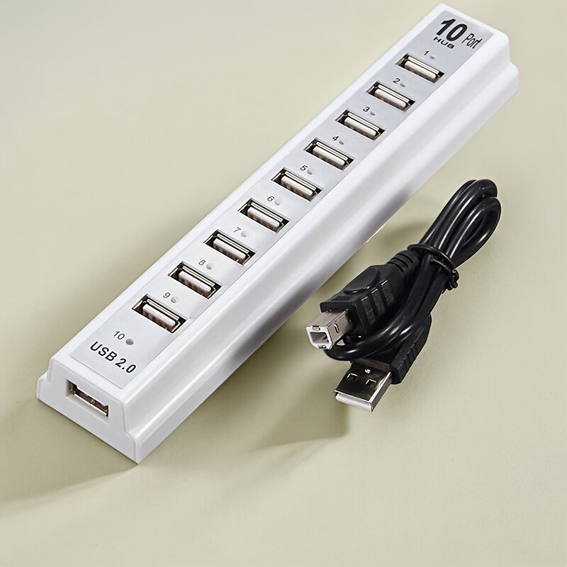 10-в-1 многопортовый USB-хаб с картридером SD/TF, Plug & Play, белый, для ноутбука