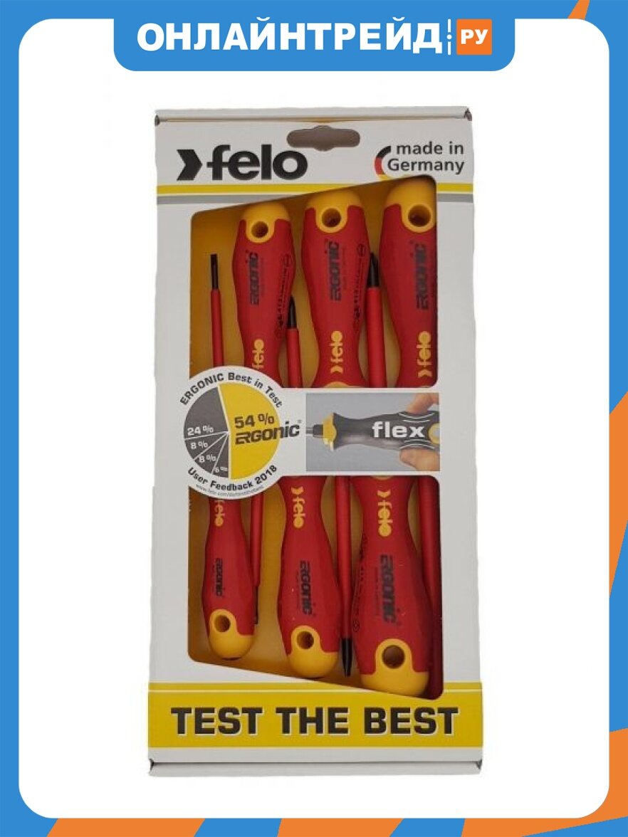Набор диэлектрических отверток Felo 41396198, Ergonic 6 шт
