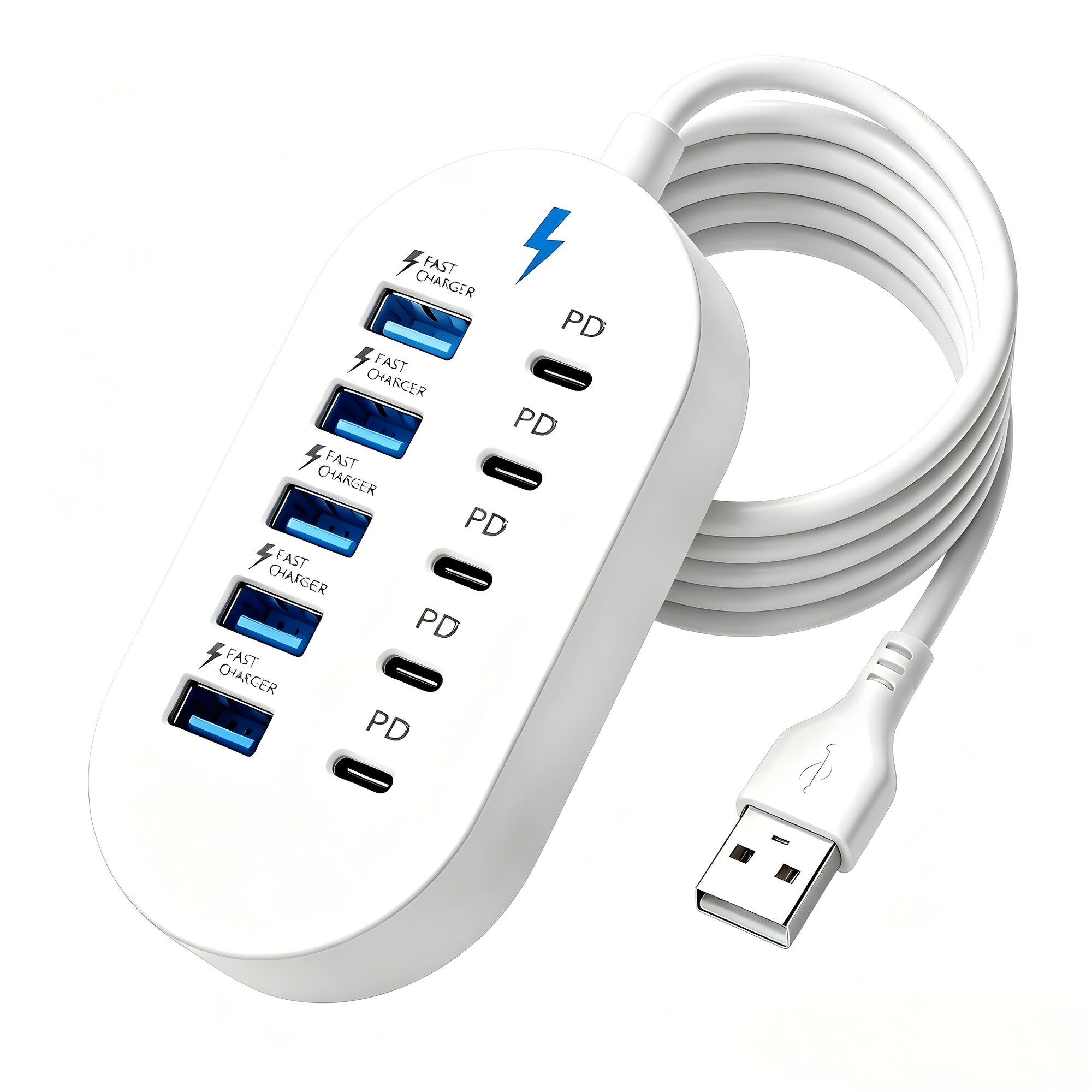 10-в-1 USB-хаб с 5 портами Type-C PD и 5 портами USB-A, синий, компактный, для ноутбуков и планшетов