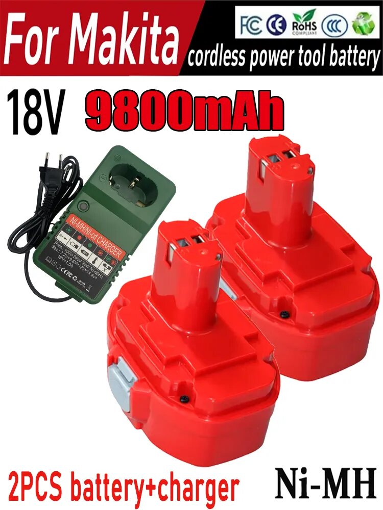 Для Makita PA18 Перезаряжаемый никель-металлогидридный аккумулятор 18 В 4000-9800 мАч PA18 1822 1823 1834 1835 192827-3 192829-9 Инструменты