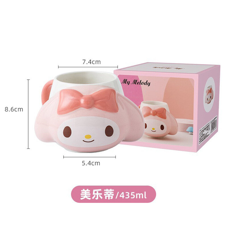 Керамическая кружка Sanrio с тиснением, креативная чашка для женщин, милая кружка для девушек для домашнего использования, офисная кофейная чашка.