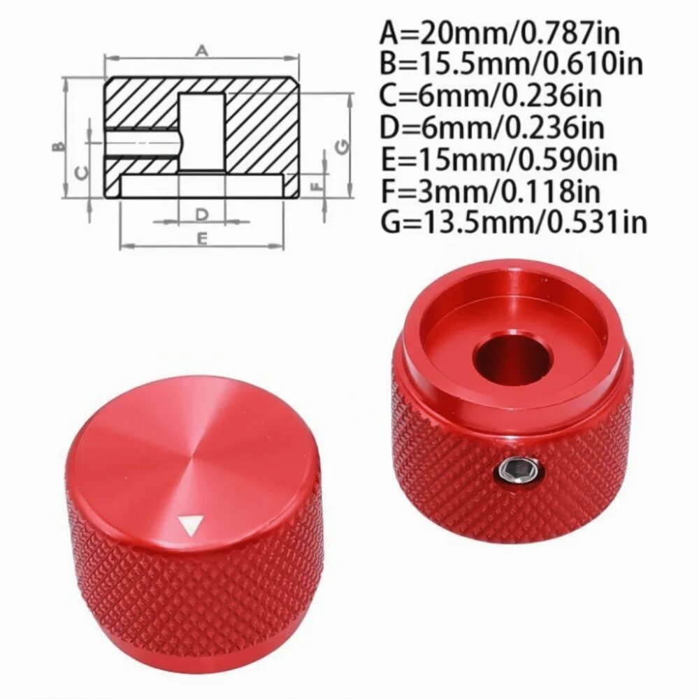 Ручка потенциометра из алюминия 20x15,5 мм Red