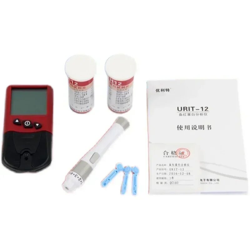 Портативный анализатор гемоглобина URIT H12 Hb Tester Kit с тест-полосками и ланцетами для определения анемии