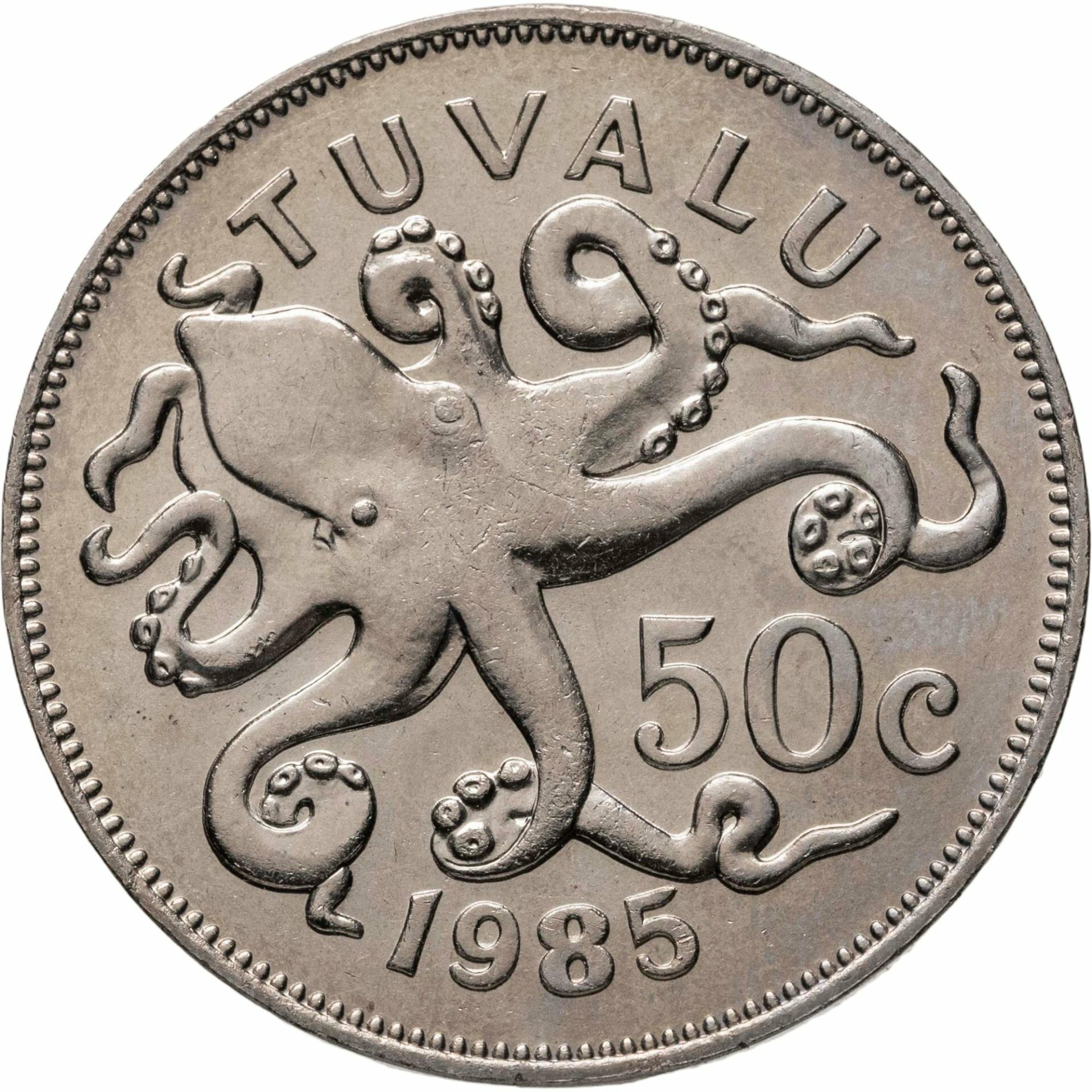 Тувалу 50 центов cents 1985, Мельхиор медь-никель, в сохранности AU-UNC