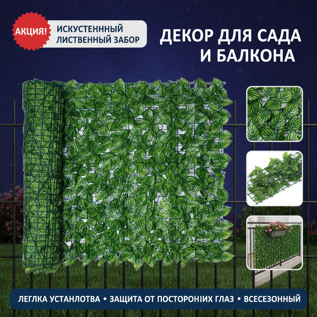 Искусственный листовой забор для уединения, рулонная стена, ландшафтный дизайн