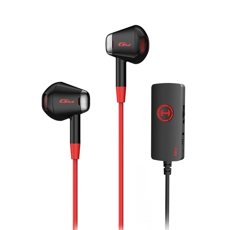 Edifier USB Sound Card Игровые Наушники Полу-Вкладыш Черно-Красные для ПК, Улучшенное Звучание