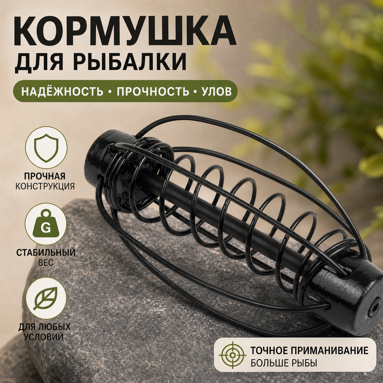 Кормушка для рыбалки (окрашенная, стабильная, прочная, черная, 60гр) 5штук/упак.