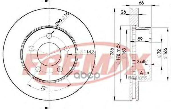 Диск тормозной передний Ford Explorer 4.0 V6 94->01, Ranger 90->98 высокоуглеро FREMAX арт. BD7925