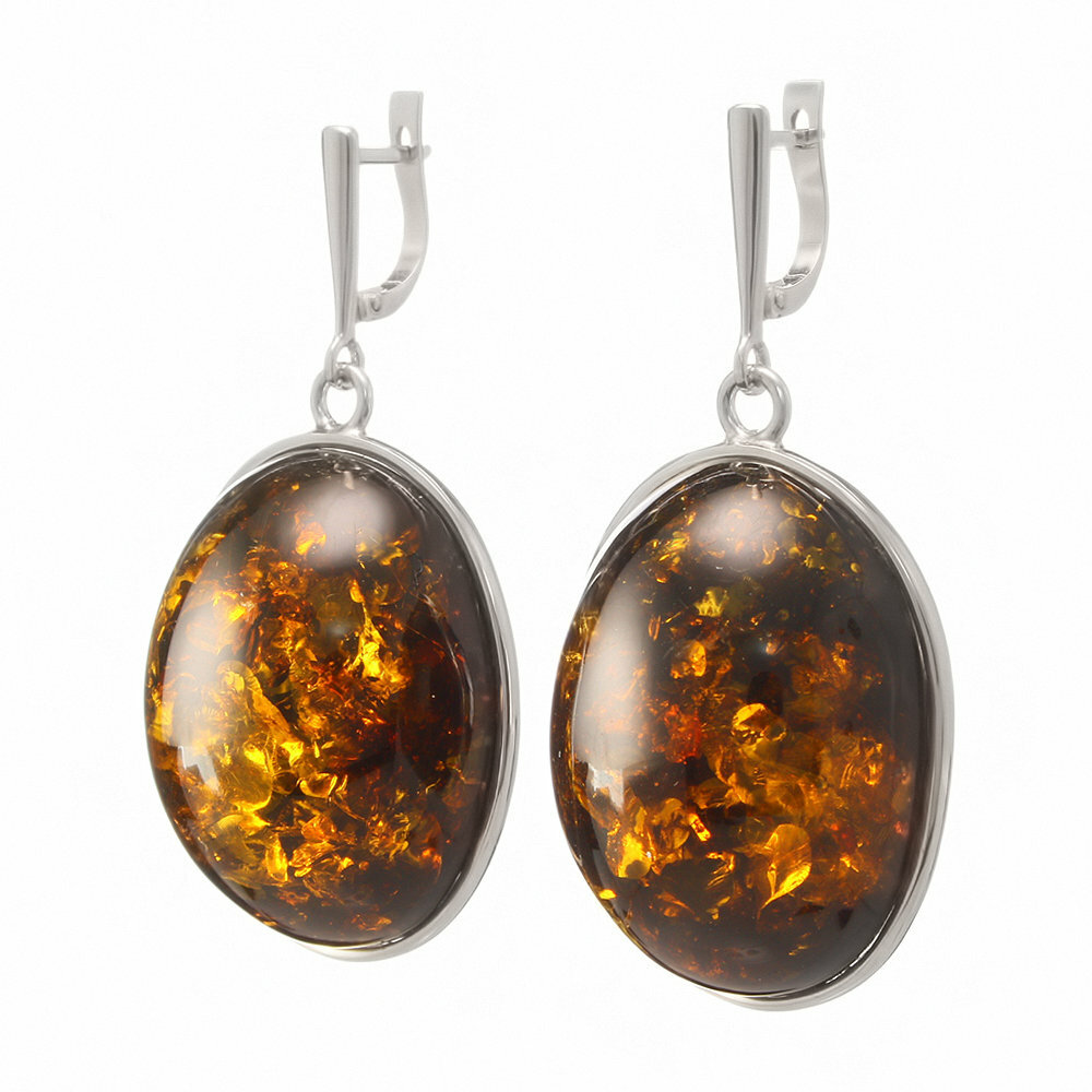 Серьги Amberprofi, серебро, 925 проба, янтарь
