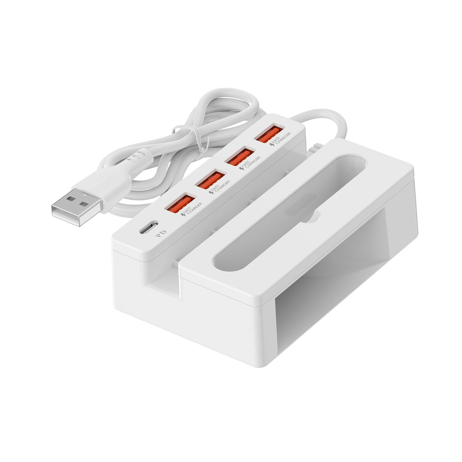 5-портовый USB-хаб для быстрой зарядки с 1 портом Type-C PD и 4 портами USB-A