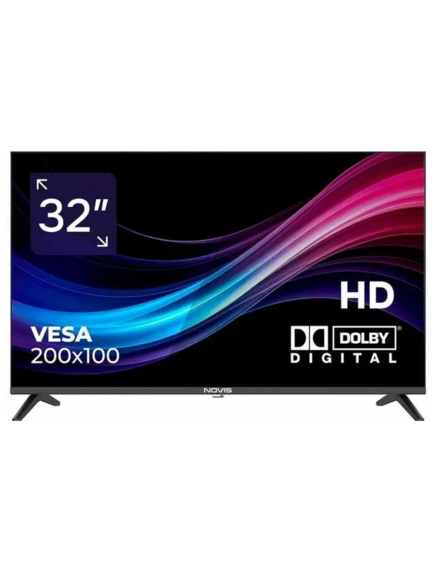 Телевизор 32 дюйма NOVIS NTV-H3206T HD, безрамочный, 2 USB черный