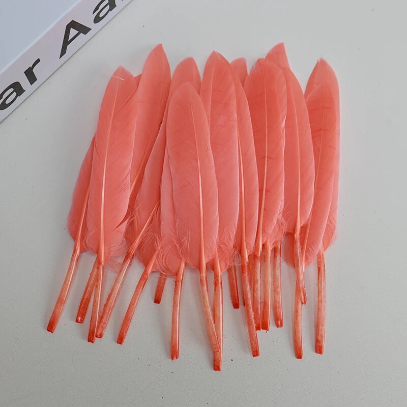 Перья гусиные окрашенные, 50 шт, No.7 Watermelon pink