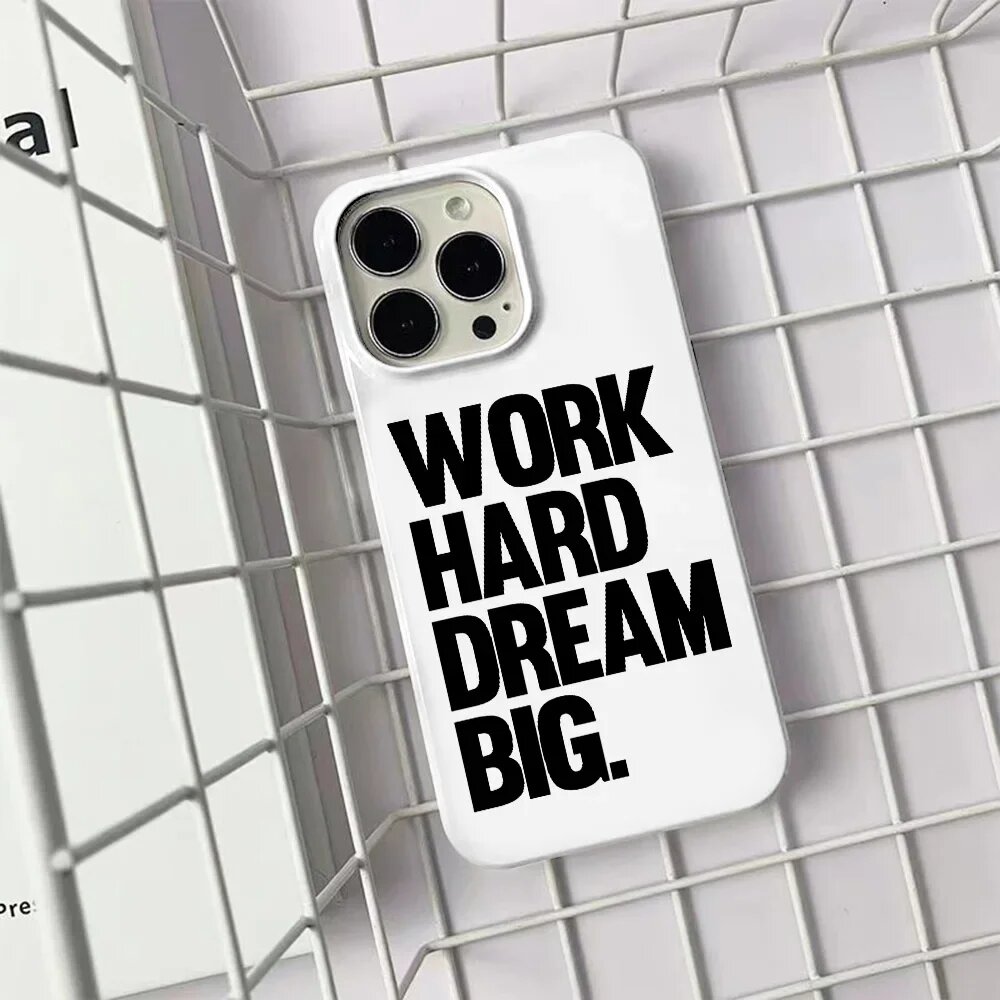 Чехол для телефона с персонализированными английскими буквами «Work Hard Dream Big» For iphone 14