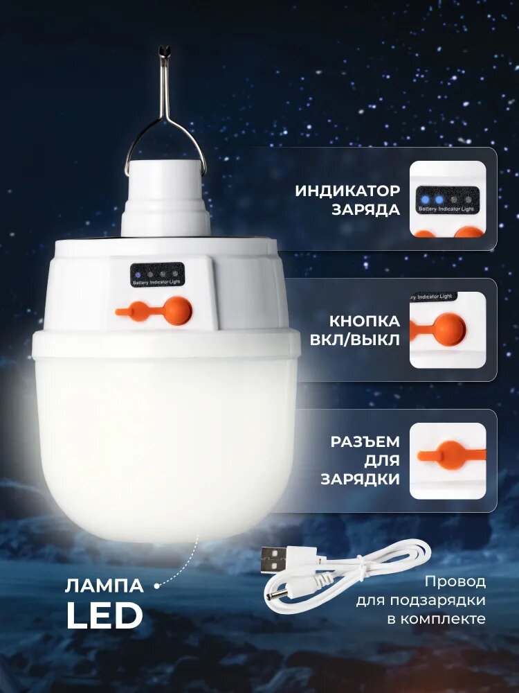 SmartBuy Кемпинговый фонарь, 2000 Люмен, 5 режимов, IP65, нейтральный белый свет, встроенный аккумулятор — фото 1